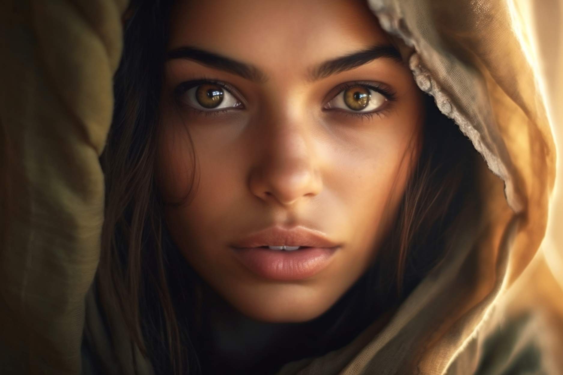 Solve Portrait of a Serious Young Woman in a Brown Hooded Cloak jigsaw ...