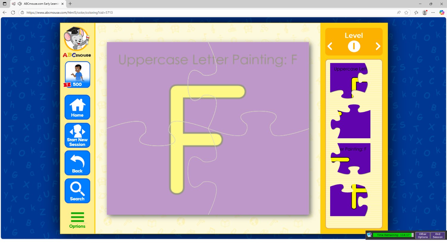 Solve Uppercase Letter Painting: F jigsaw puzzle online with 15 pieces
