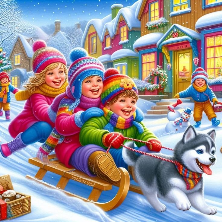 Solve Fun in the Snow jigsaw puzzle online with 64 pieces
