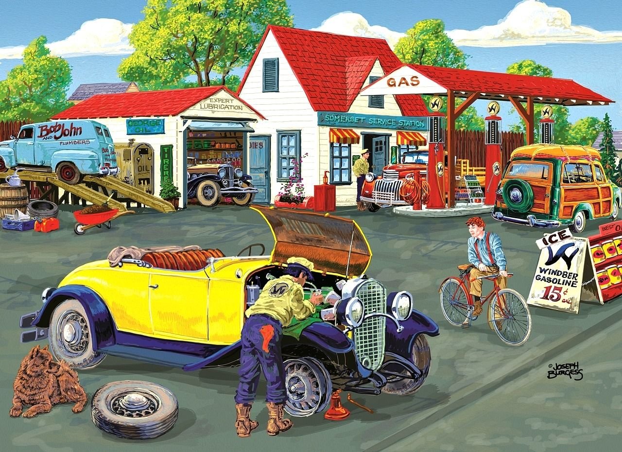 Solve Mechanic on Duty jigsaw puzzle online with 88 pieces