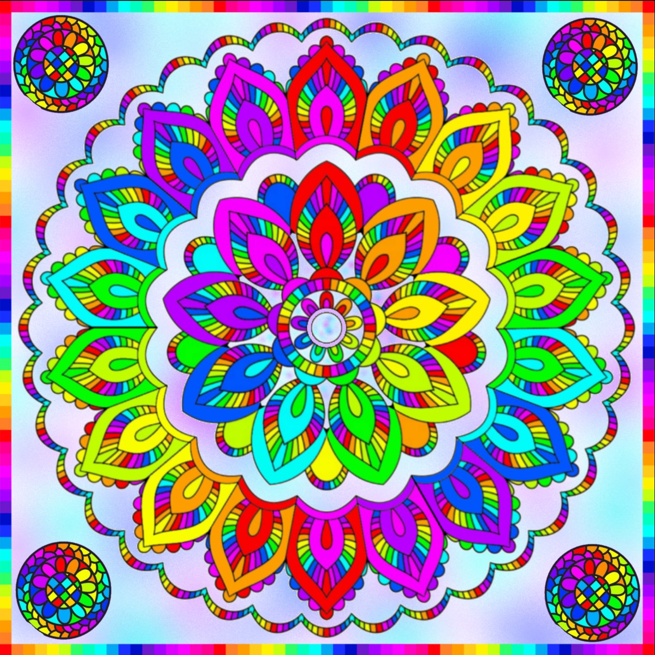 Solve Mandala Rainbow 1107vvv jigsaw puzzle online with 196 pieces