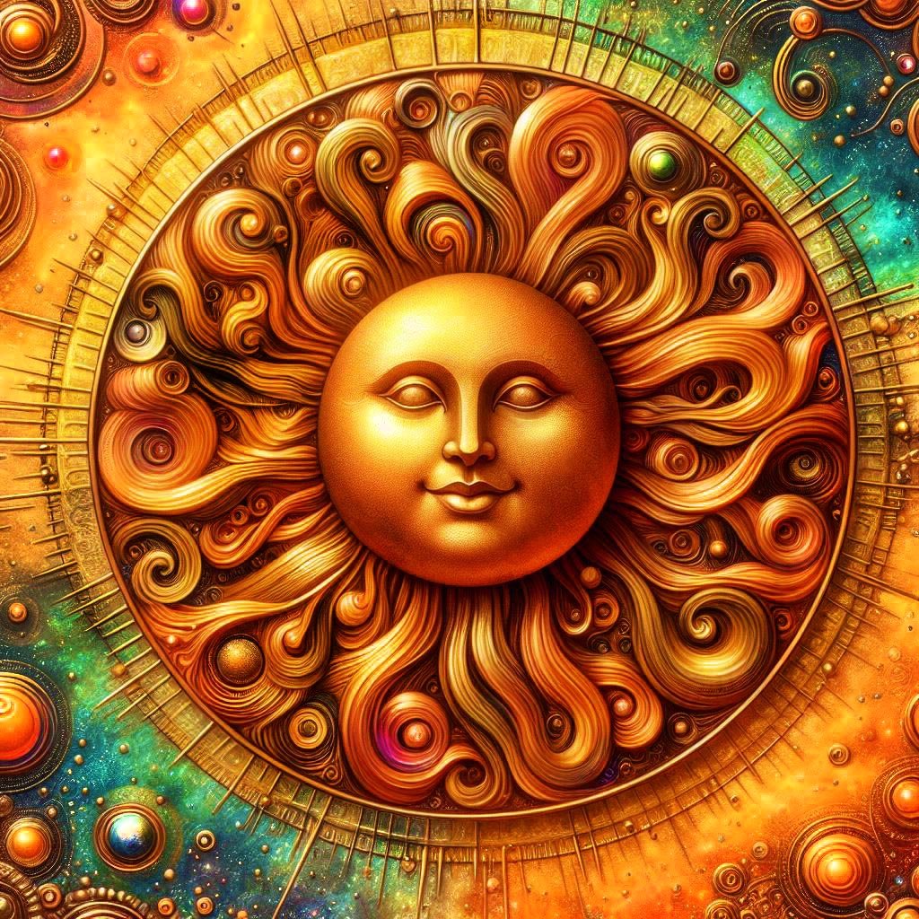 Solve fun sun in copper tones jigsaw puzzle online with 64 pieces