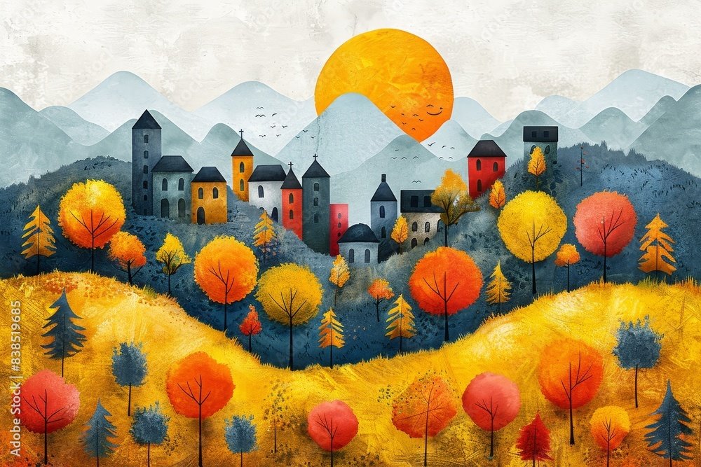 Solve Hilltop Village jigsaw puzzle online with 126 pieces