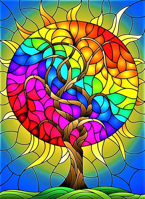 Solve bright tree of life jigsaw puzzle online with 63 pieces