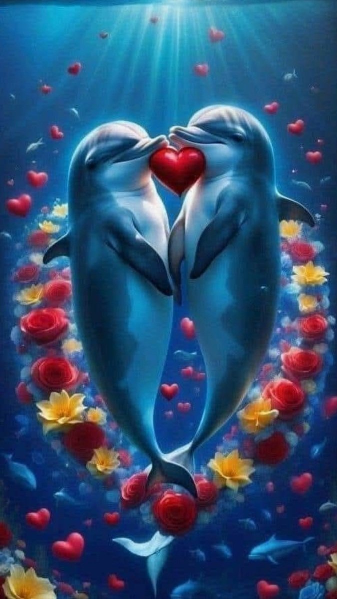 Solve love dolphins jigsaw puzzle online with 180 pieces