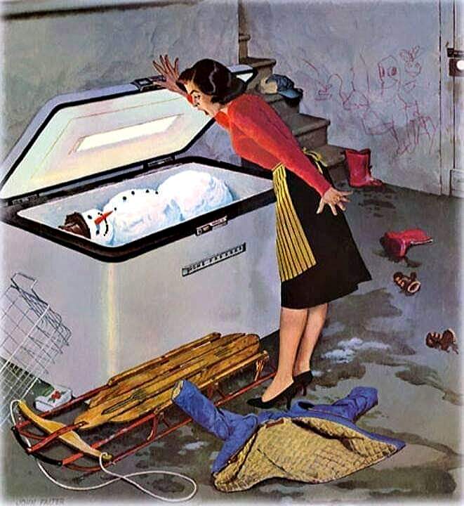 Solve Frosty in the Freezer jigsaw puzzle online with 56 pieces