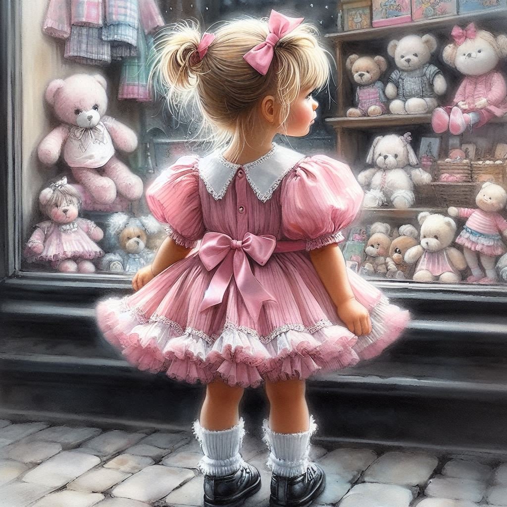 Jigsaw Puzzle | 64 pieces | Girl looks in Window with Stuffed Animals ...