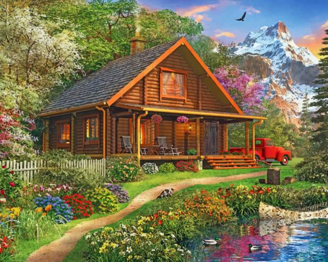Solve Log Cabin. jigsaw puzzle online with 63 pieces