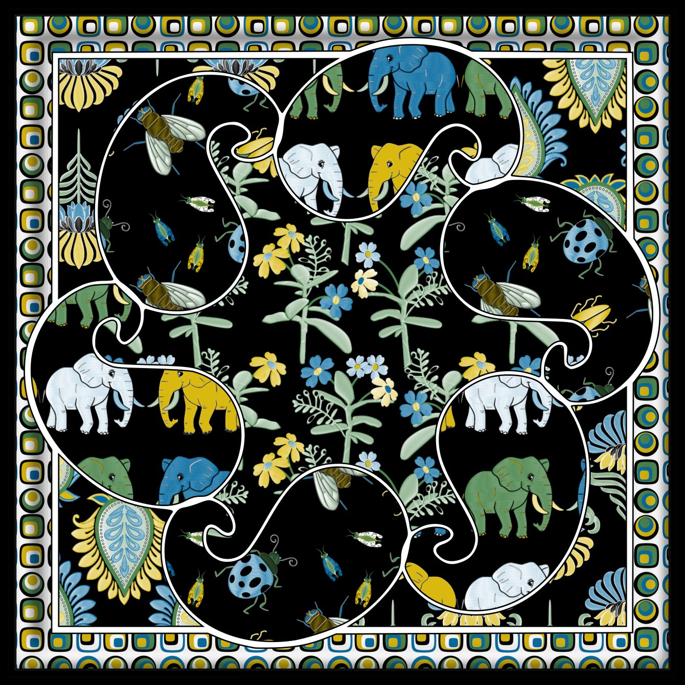 Solve Paisley shapes mosaic 169 jigsaw puzzle online with 169 pieces