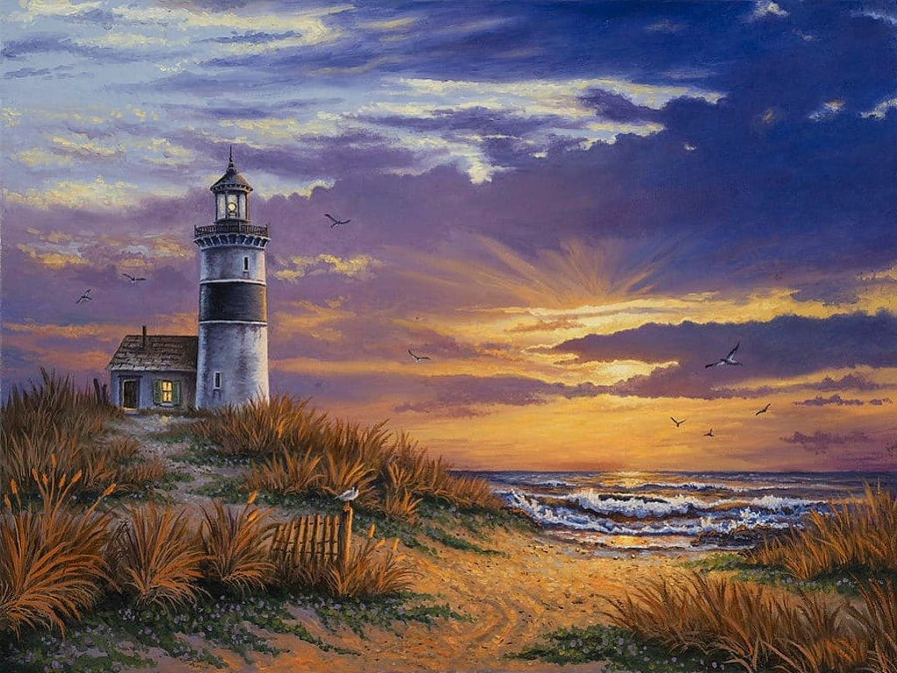 Jigsaw Puzzle | Lighthouse Beach Scene | 252 pieces | Jigidi