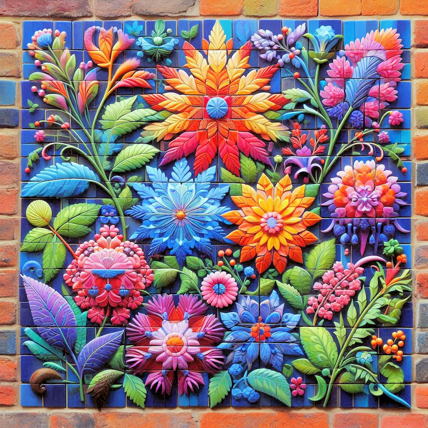 Solve BRICK WALL MOSAIC jigsaw puzzle online with 100 pieces