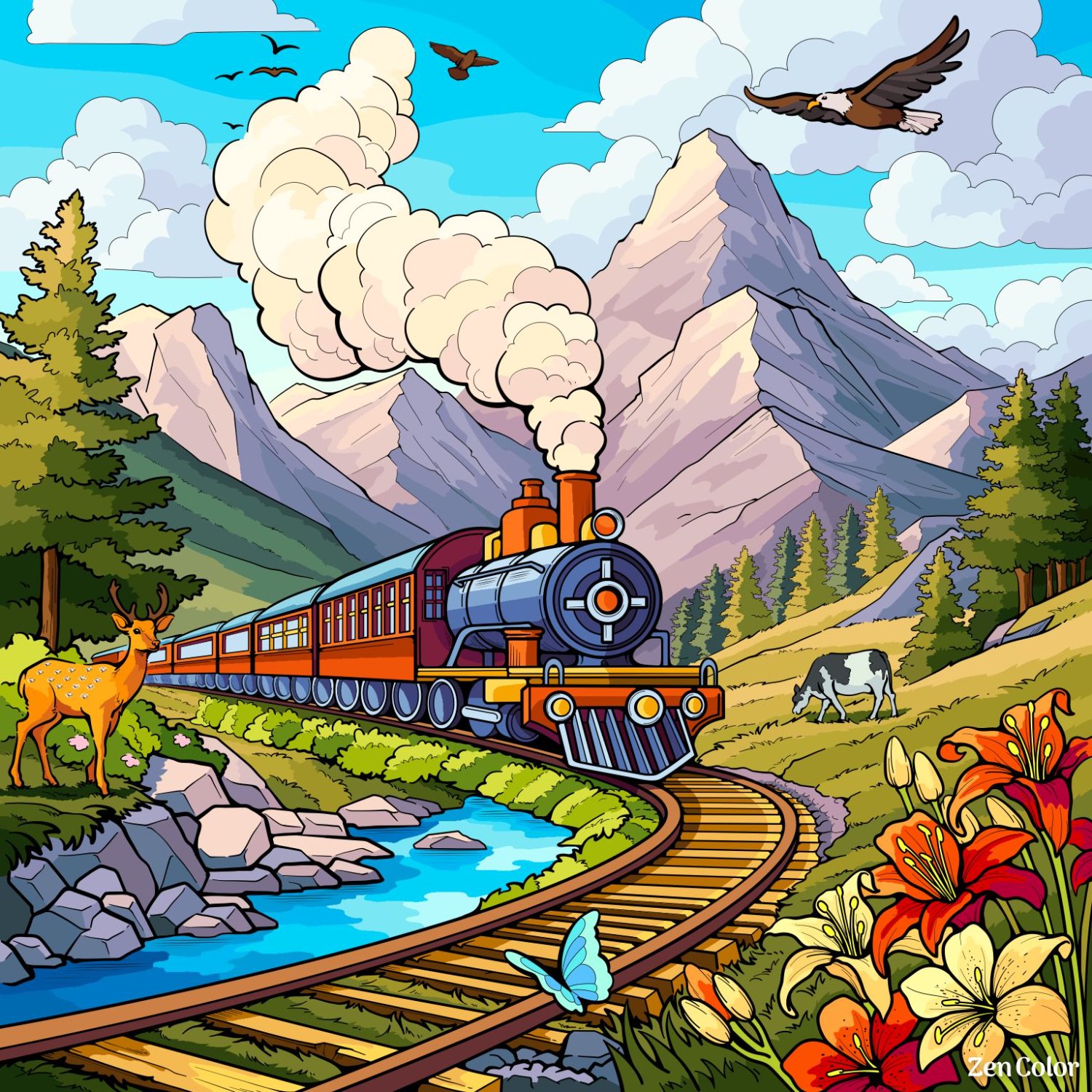 Solve PUZZLE - Steam Locomotive Passenger Train jigsaw puzzle online ...