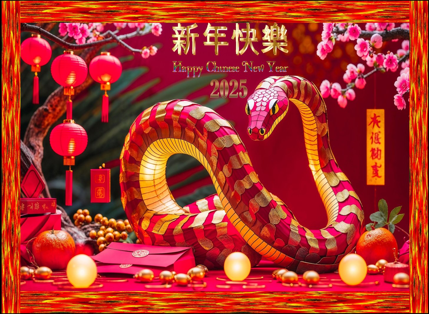 Solve Chinese New Year of the Snake jigsaw puzzle online with 192 pieces