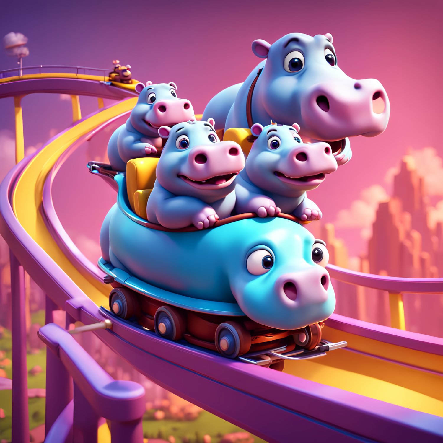 Solve Happy HippoCoaster jigsaw puzzle online with 144 pieces