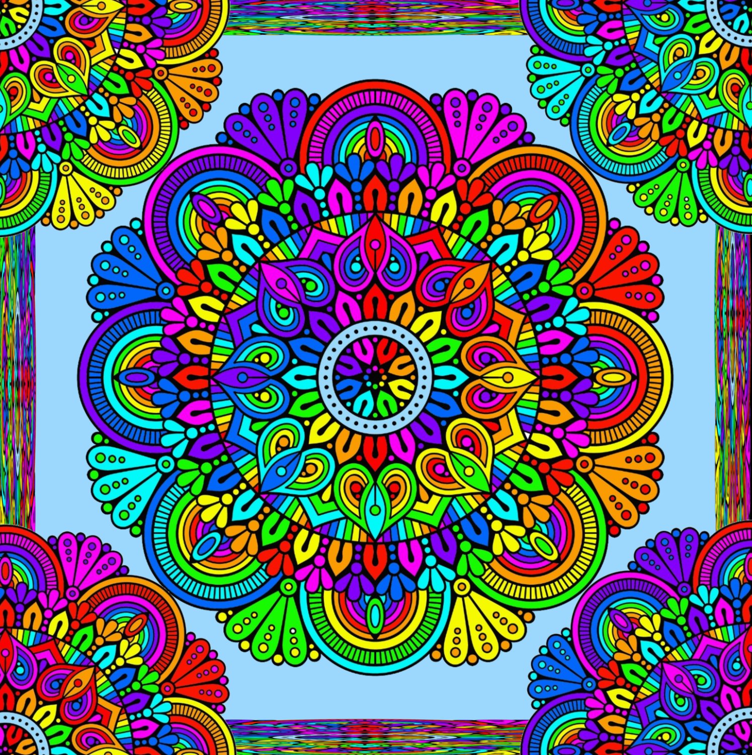 Solve Mandala Rainbow 28 jigsaw puzzle online with 196 pieces