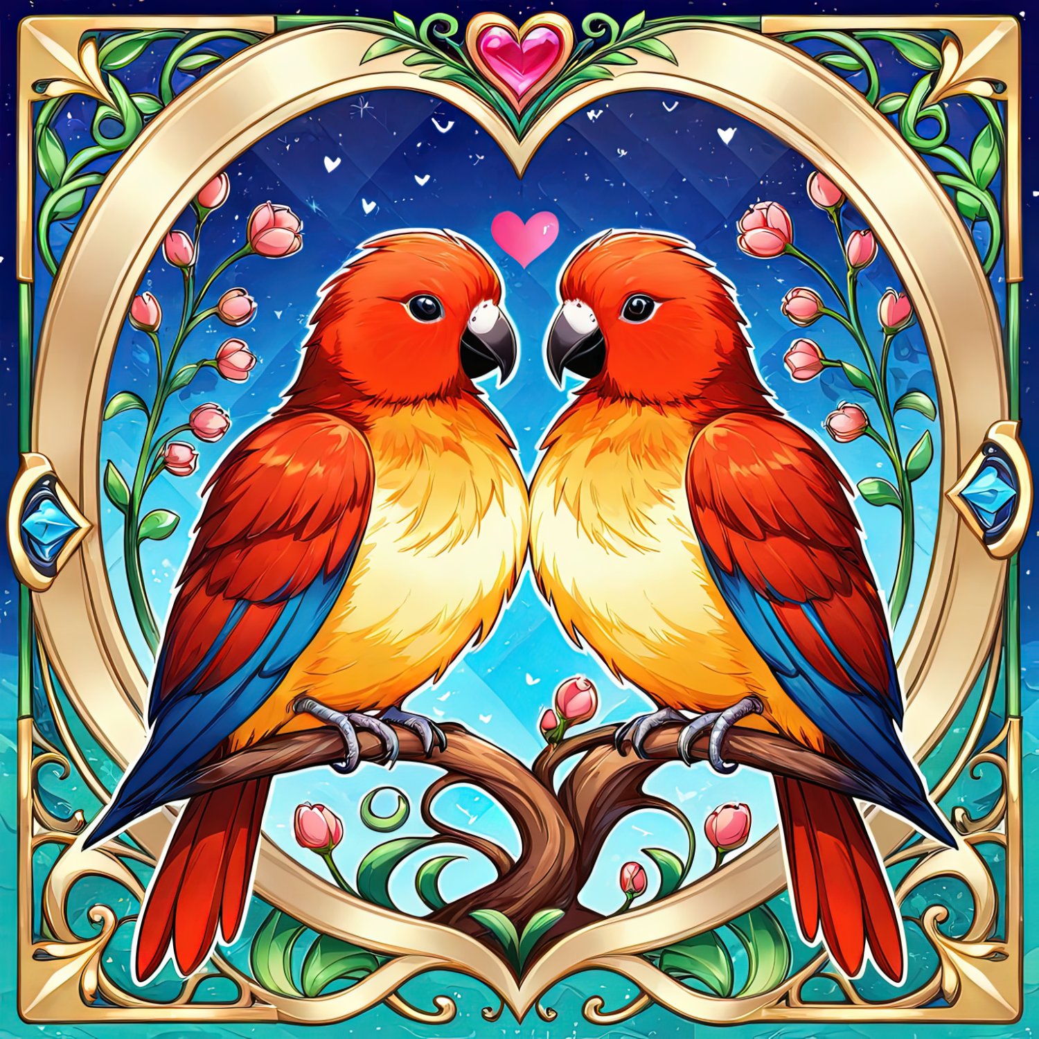 Solve LoveBirds 01 jigsaw puzzle online with 289 pieces