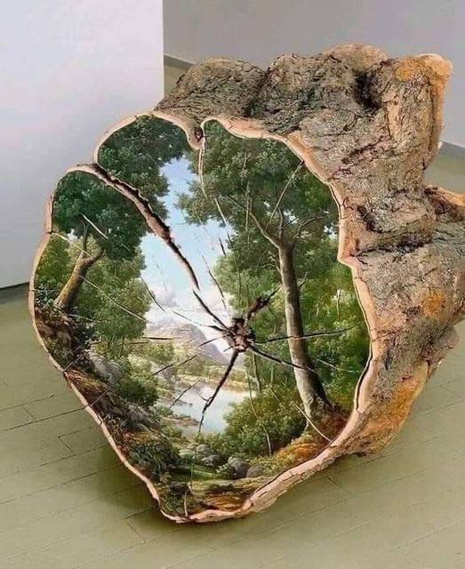 Solve Painting on tree stump jigsaw puzzle online with 80 pieces