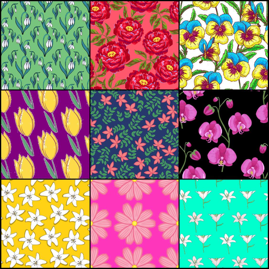 Solve Flower patterns 115 jigsaw puzzle online with 81 pieces