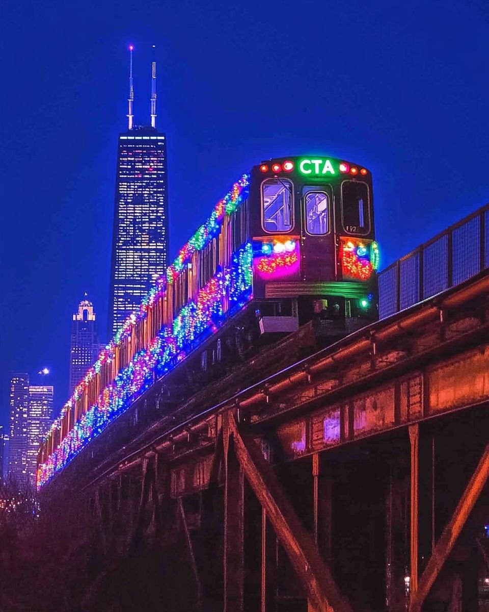 Solve Chicago CTA Holiday Train jigsaw puzzle online with 120 pieces