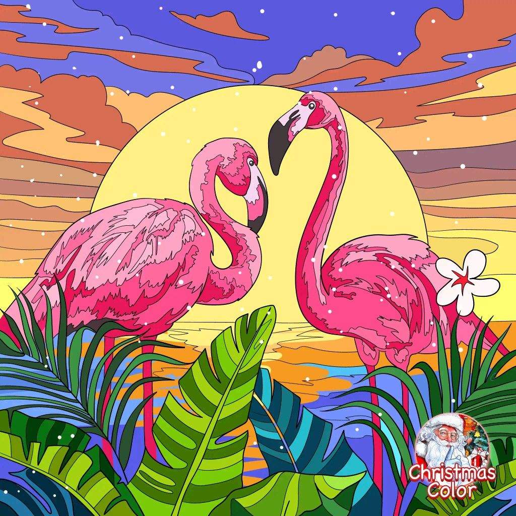 Solve PUZZLE - Flamingo Love jigsaw puzzle online with 81 pieces