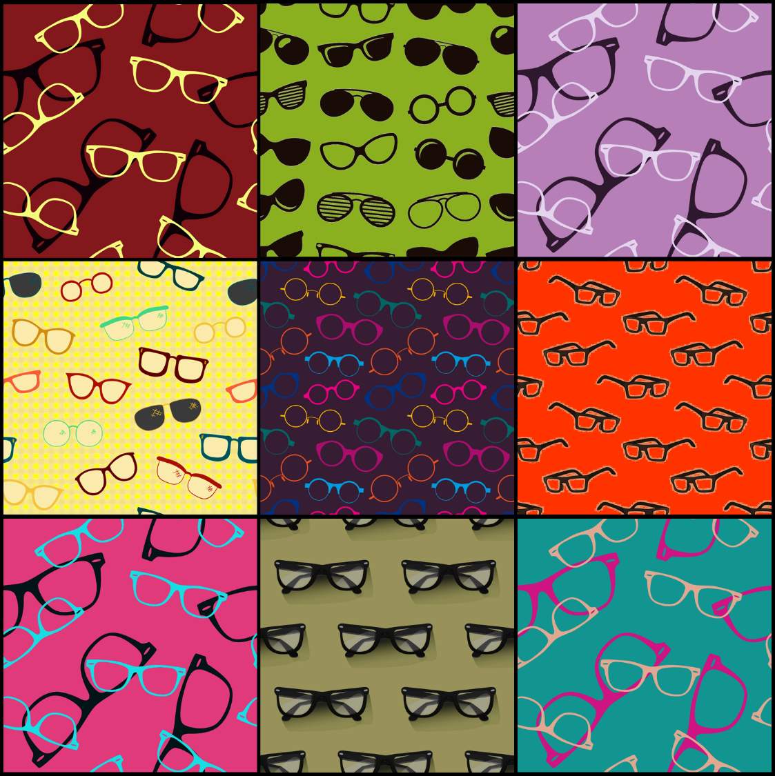 Solve Glasses patterns 2 jigsaw puzzle online with 81 pieces