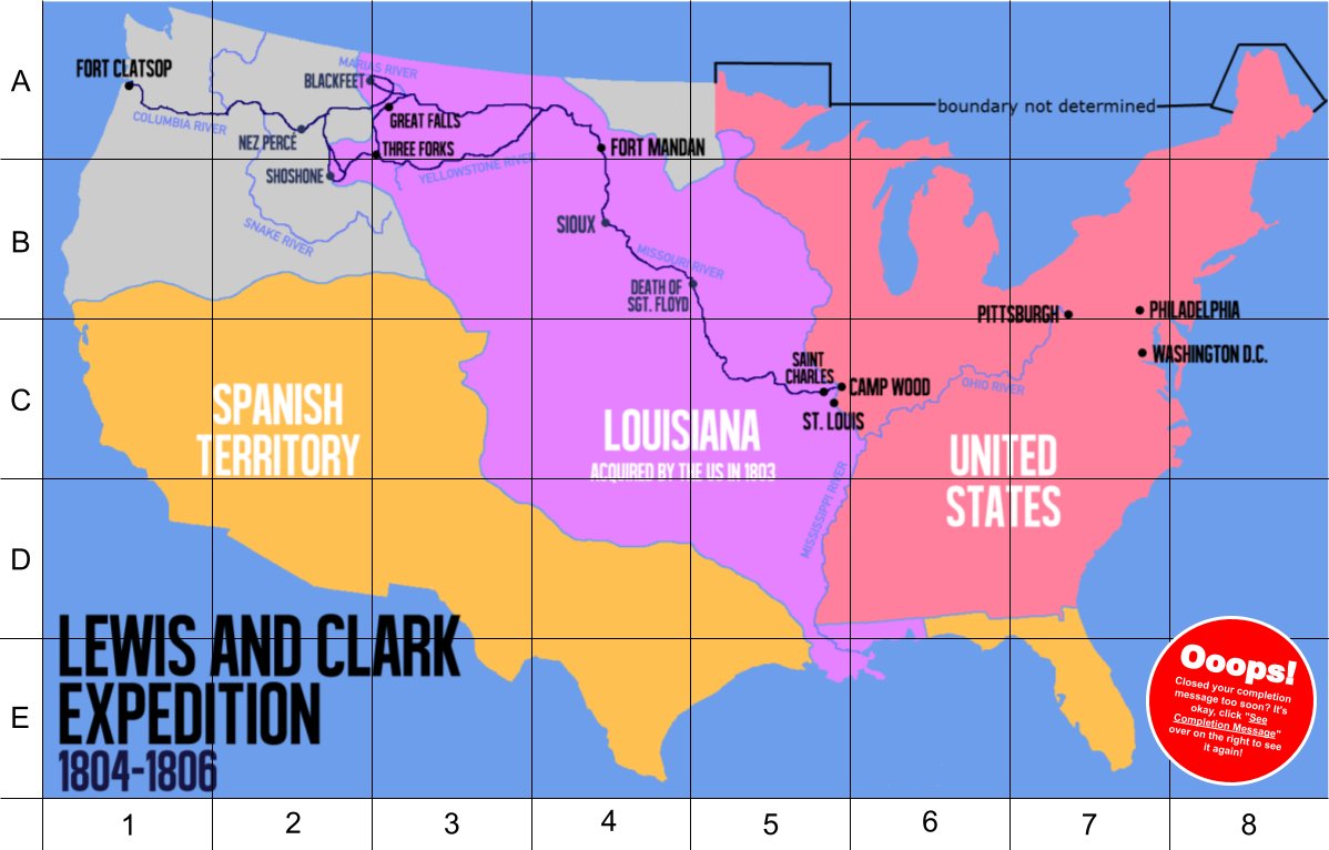 Solve Lewis and Clark map jigsaw puzzle online with 28 pieces