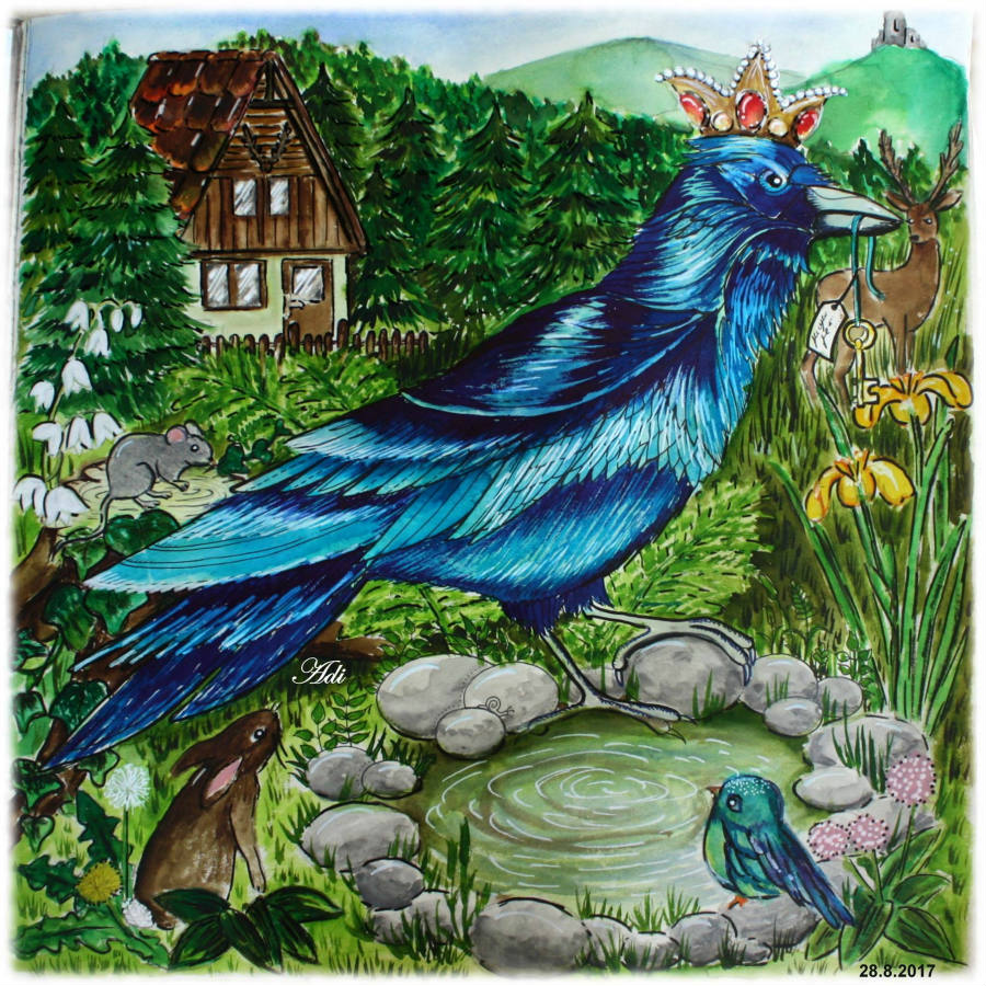 Solve Crow with a crown jigsaw puzzle online with 36 pieces
