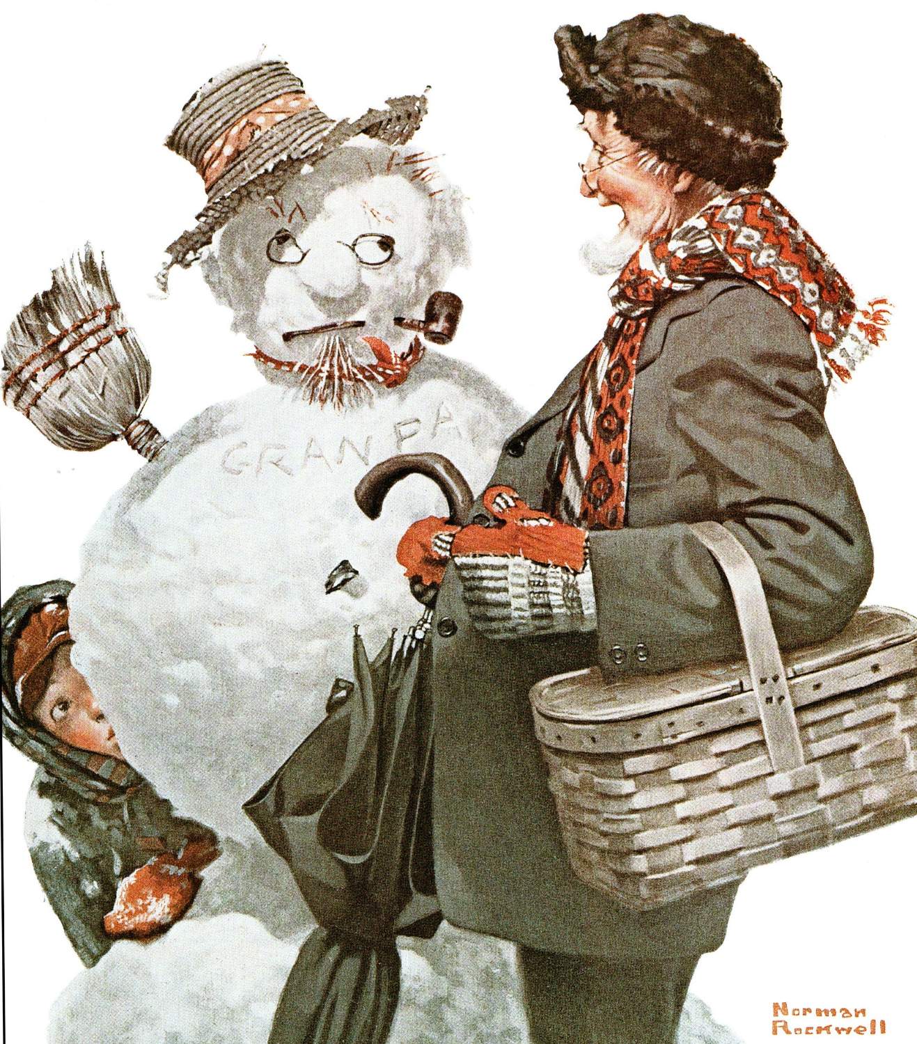Solve 1919 Norman Rockwell {Grandfather and Snowman} jigsaw puzzle ...