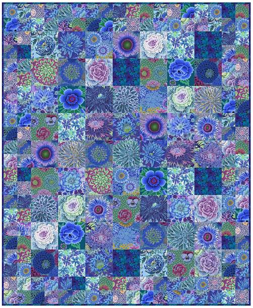 Solve kaffe fassett seed packets blue quilt jigsaw puzzle online with ...