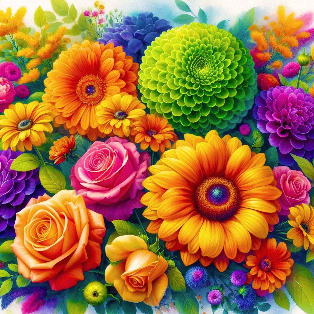 Solve bright and colorful Flowers jigsaw puzzle online with 64 pieces