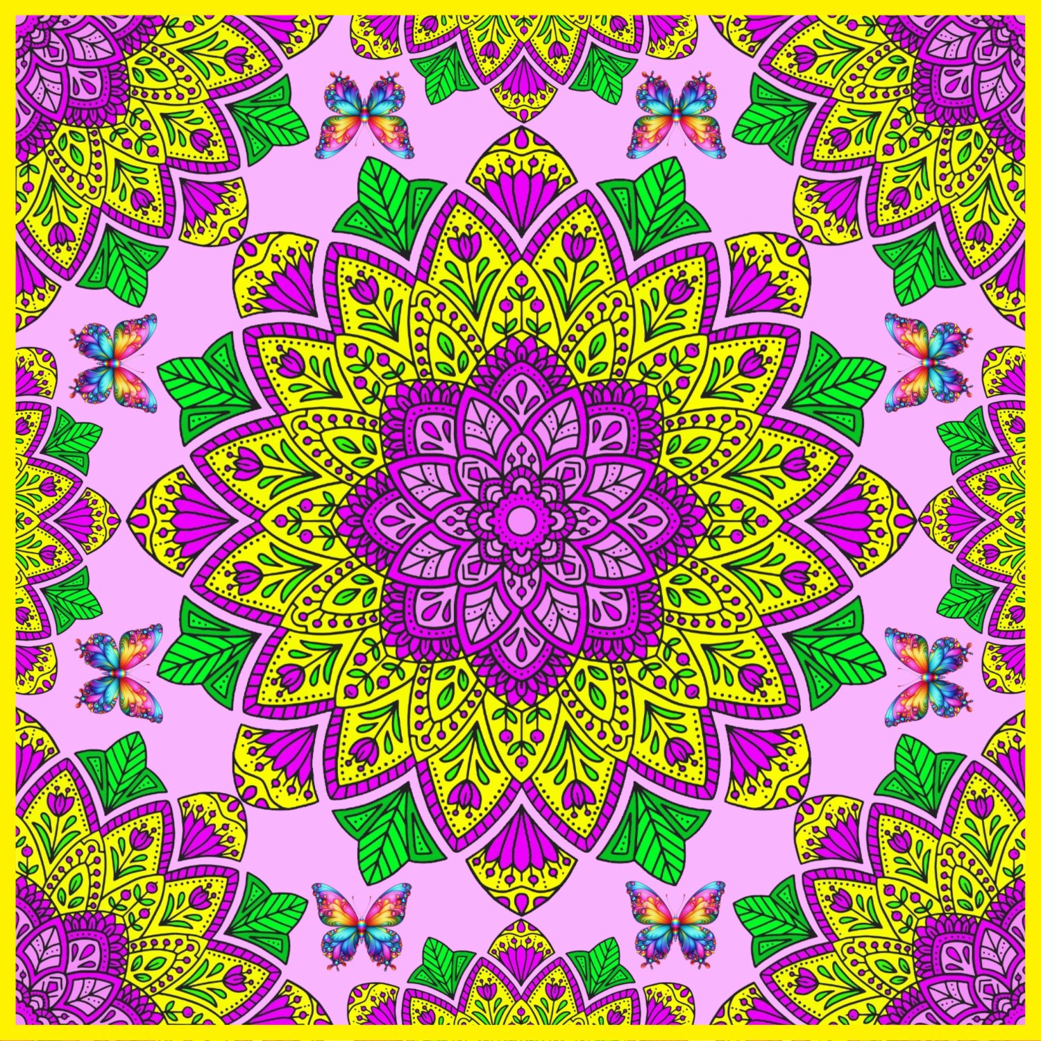 Solve Mandala Bright Yellow 4 jigsaw puzzle online with 100 pieces