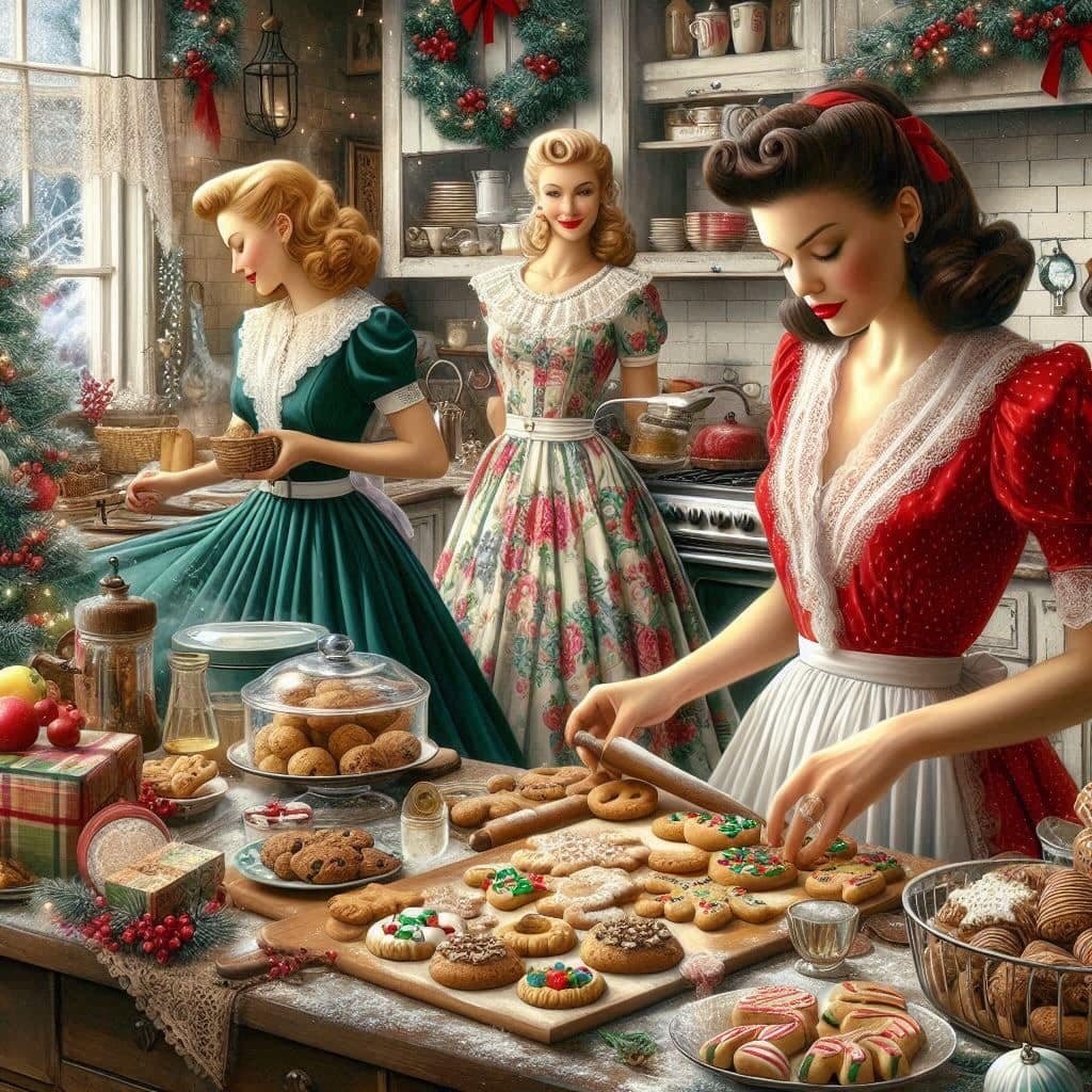 Solve Baking Christmas Cookies jigsaw puzzle online with 49 pieces