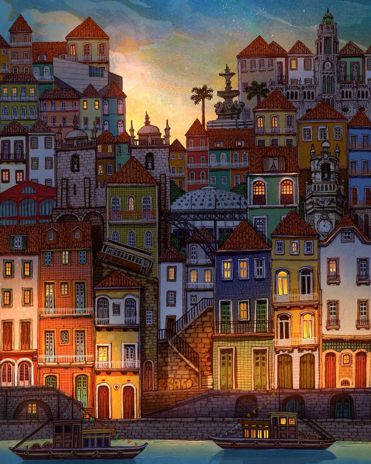 Solve village at sunset (resize 12 to 550) jigsaw puzzle online with 80 ...