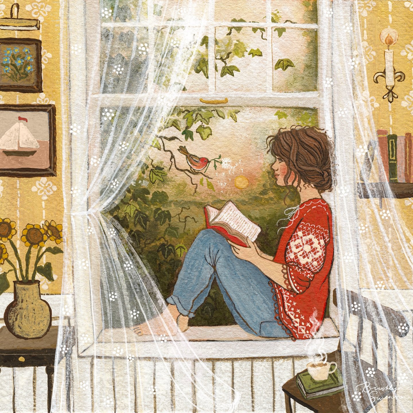 Solve morning read jigsaw puzzle online with 121 pieces