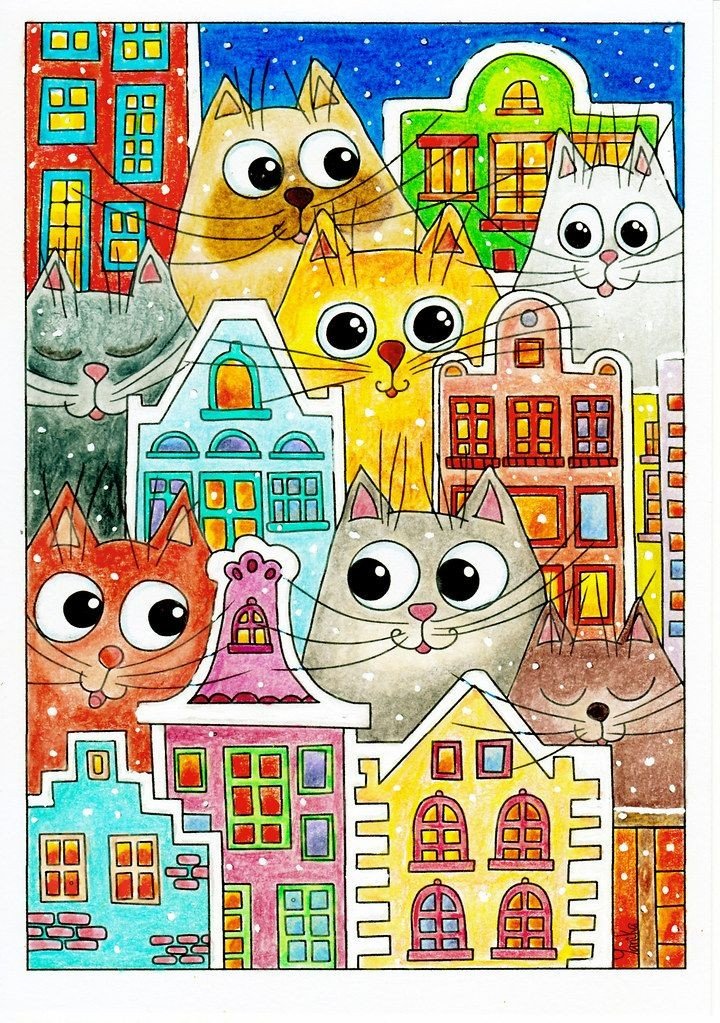 Solve Kittty Neighbourhood jigsaw puzzle online with 88 pieces