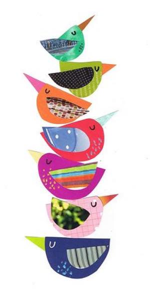Solve cute bird cutouts jigsaw puzzle online with 45 pieces