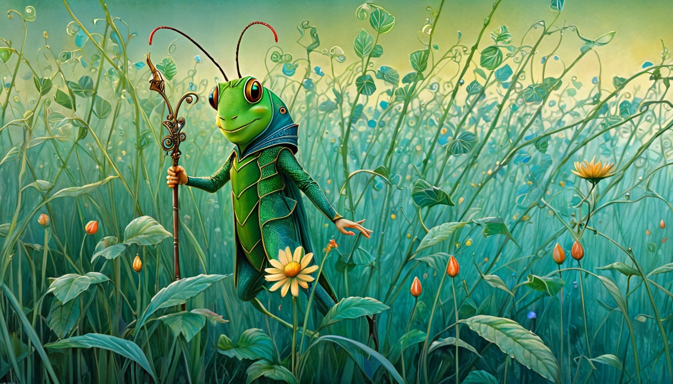 Solve The Grasshopper King jigsaw puzzle online with 91 pieces