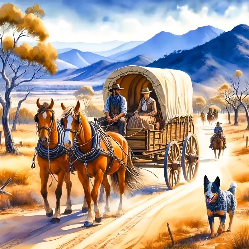Solve 00340 - Scene from the Wild West jigsaw puzzle online with 121 pieces