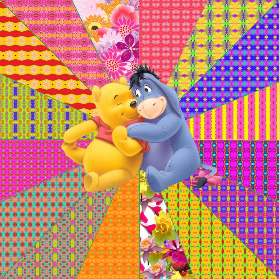 Solve WINNIE AND EEYORE MOSAIC jigsaw puzzle online with 100 pieces