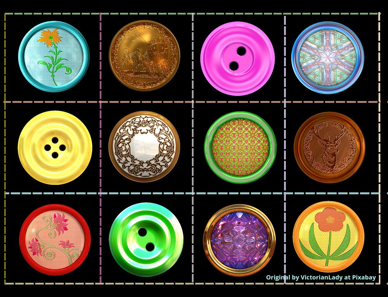 Solve Buttons jigsaw puzzle online with 63 pieces