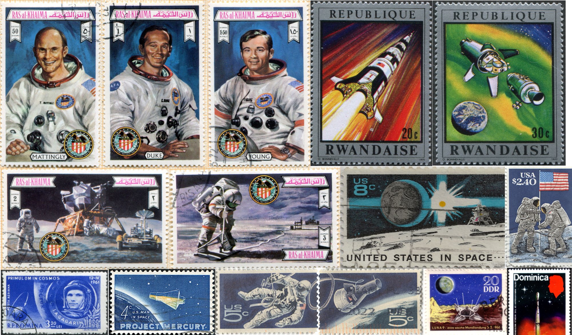 Solve Space Exploration in stamps jigsaw puzzle online with 558 pieces