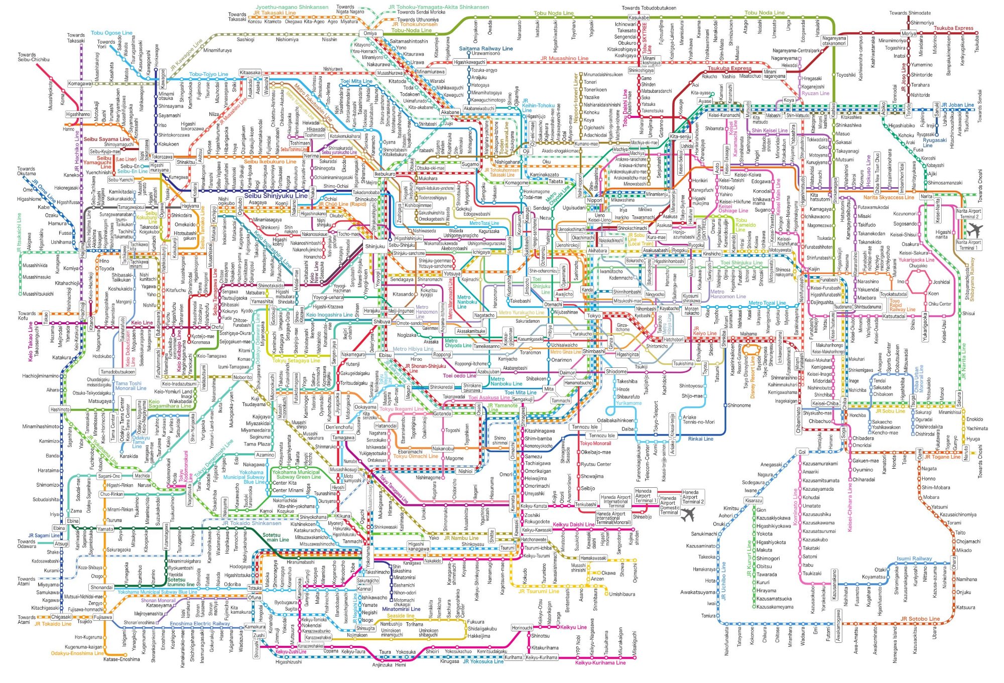 Solve Tokyo Train Map Extreme Version jigsaw puzzle online with 600 pieces