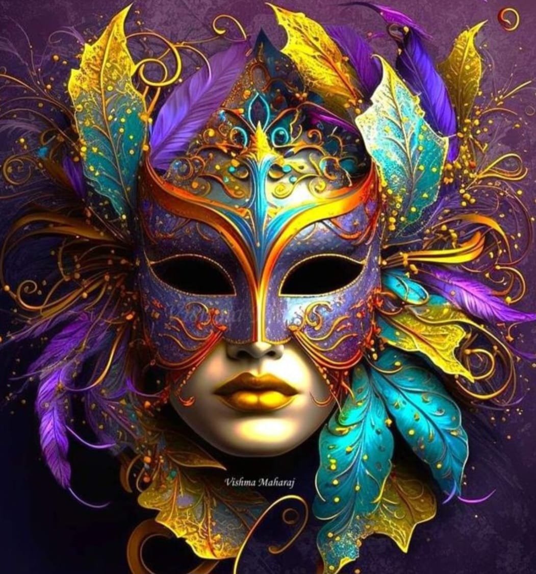 Solve colorful mask (resize 9 to 306) jigsaw puzzle online with 72 pieces