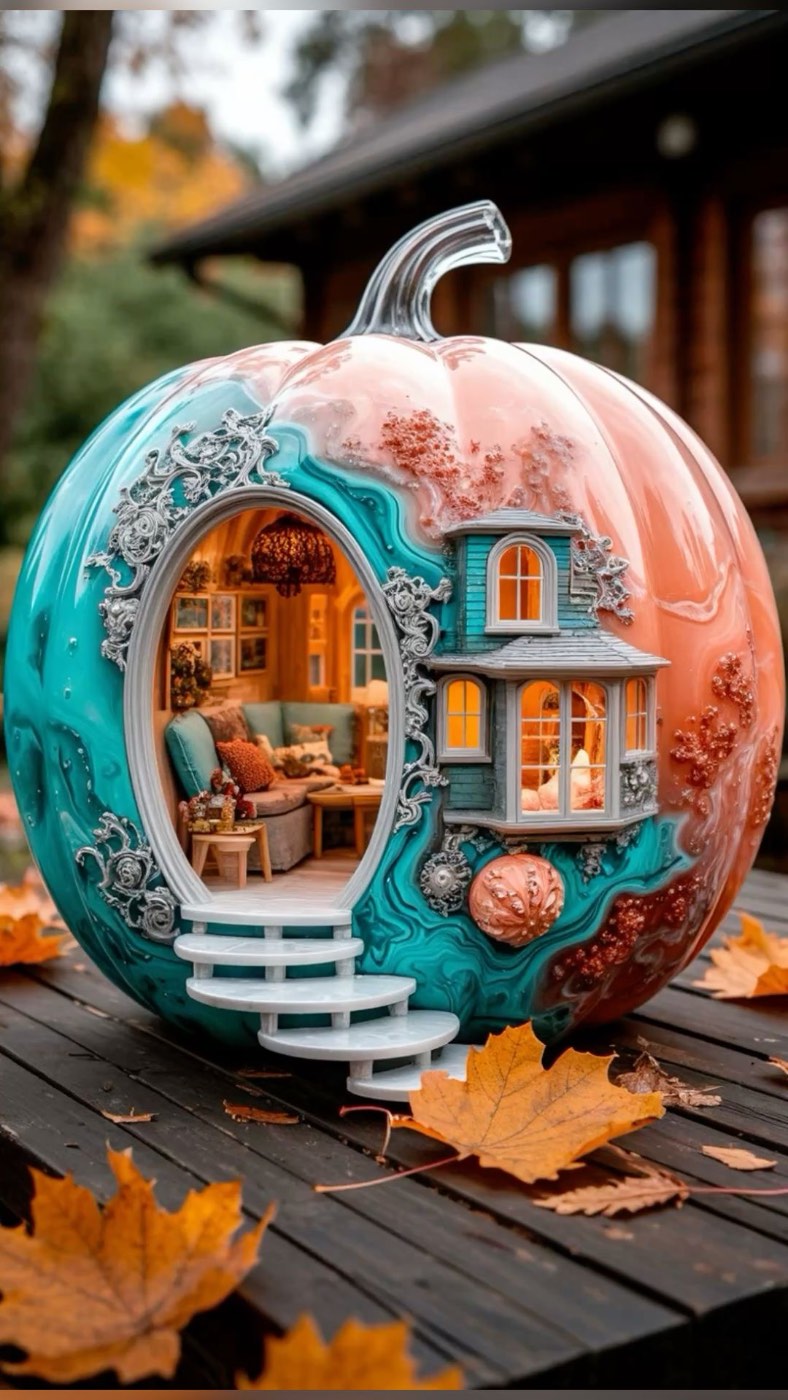 Solve Scene In A Pumpkin jigsaw puzzle online with 28 pieces