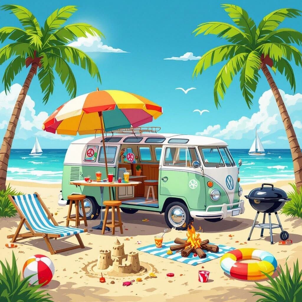 Solve Beach Holiday in the Combi jigsaw puzzle online with 100 pieces