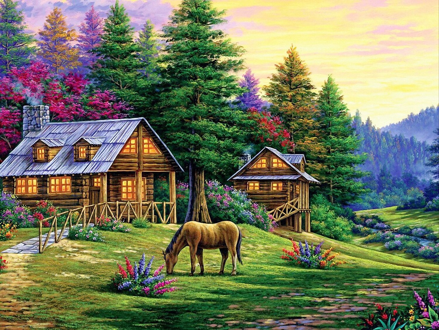 Solve Log Cabins jigsaw puzzle online with 165 pieces
