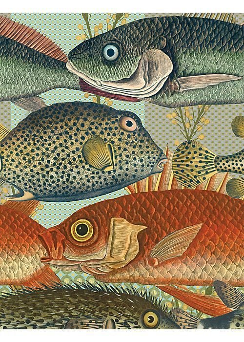 Solve Tropical Fish Print jigsaw puzzle online with 70 pieces