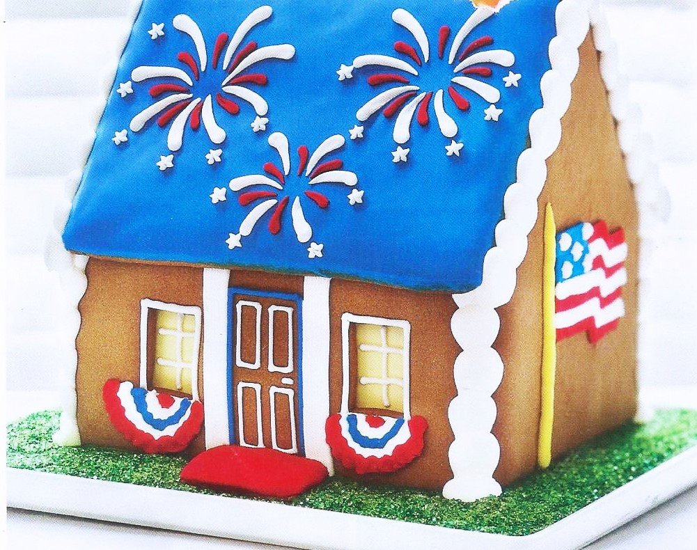 Solve Patriotic Gingerbread House jigsaw puzzle online with 63 pieces