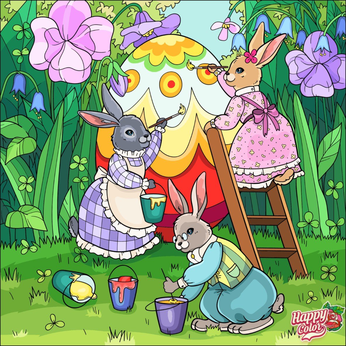 Solve Painting a Giant Easter Egg jigsaw puzzle online with 81 pieces