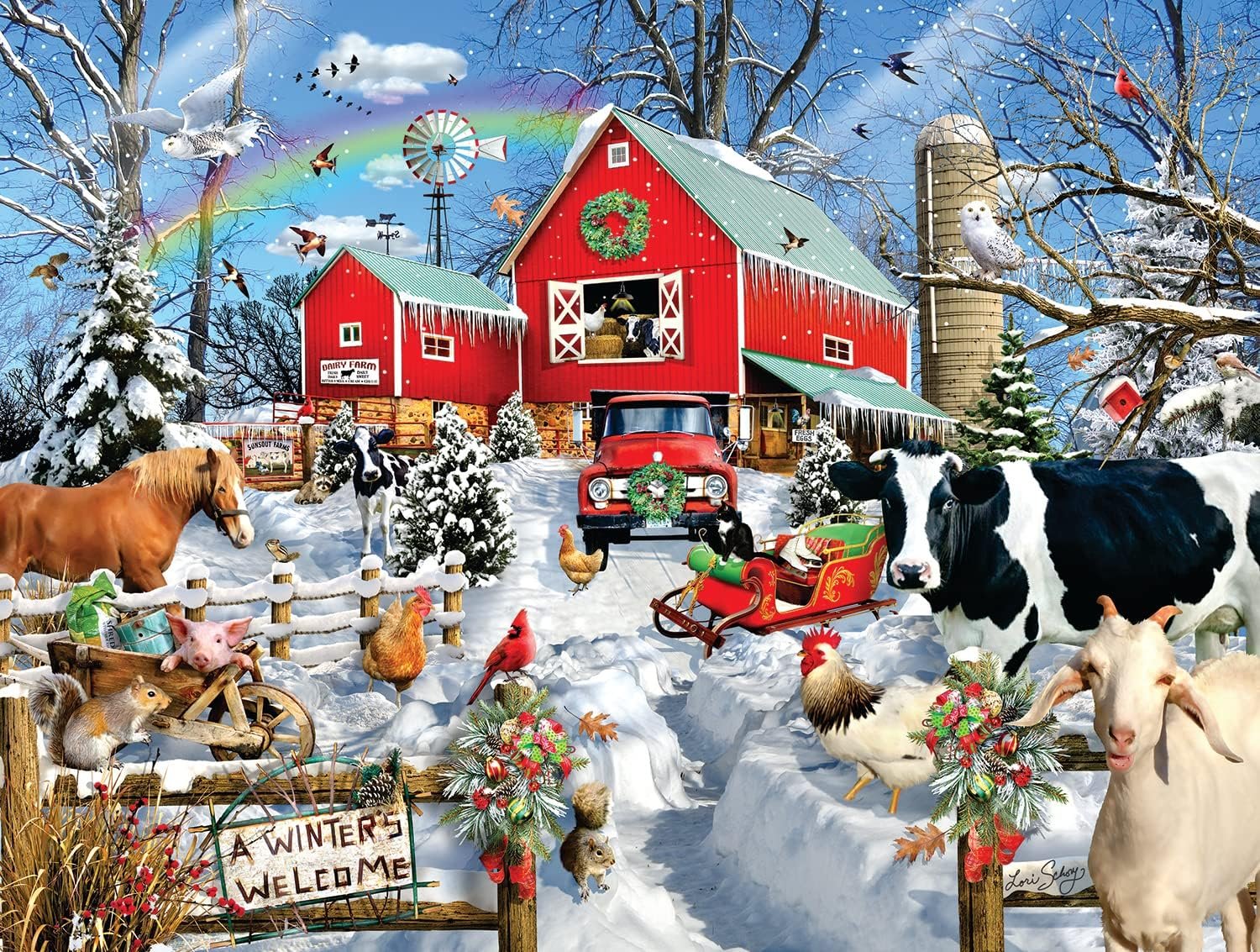 Solve Winter Barn (Medium) jigsaw puzzle online with 99 pieces